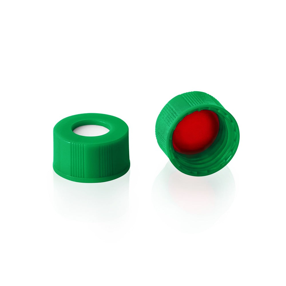 9-425 Green Screw Top Autosampler Caps w/ PTFE/Silicone - Filtrous