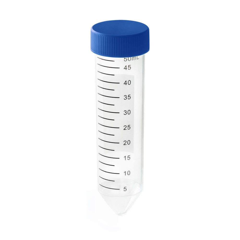 50mL Flat Screw Cap Conical Centrifuge Tubes w/ Cobalt Blue Cap - Filtrous